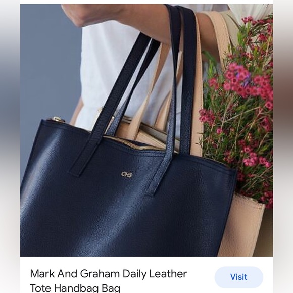 Mark & Graham | Bags | Mark And Graham Navy Leather Daily Leather Tote ...
